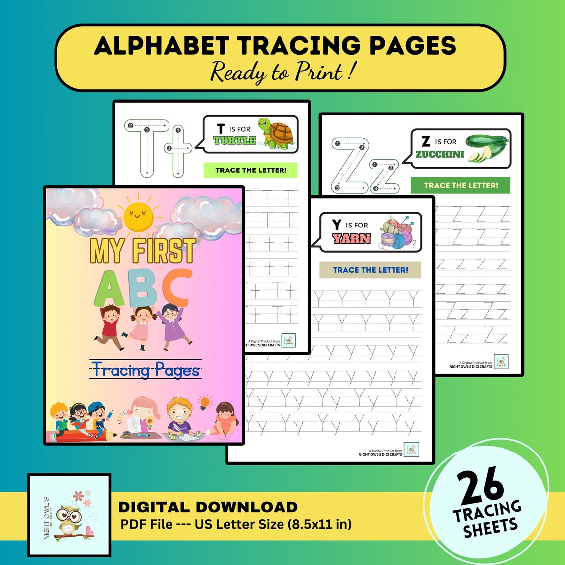 Alphabet Tracing Pages, Handwriting Practice, Montessori Printable ...