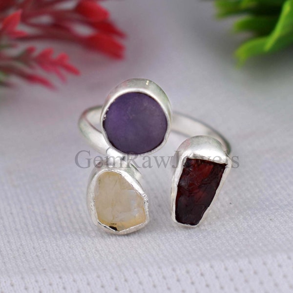 Rough Gemstone Ring - Etsy UK