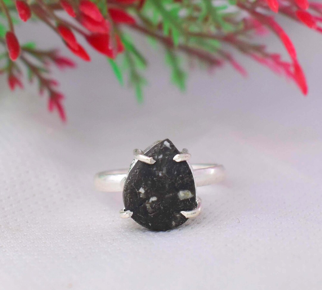 Raw Snowflake Obsidian Ring, Snowflake Obsidian Pear Rough Ring ...