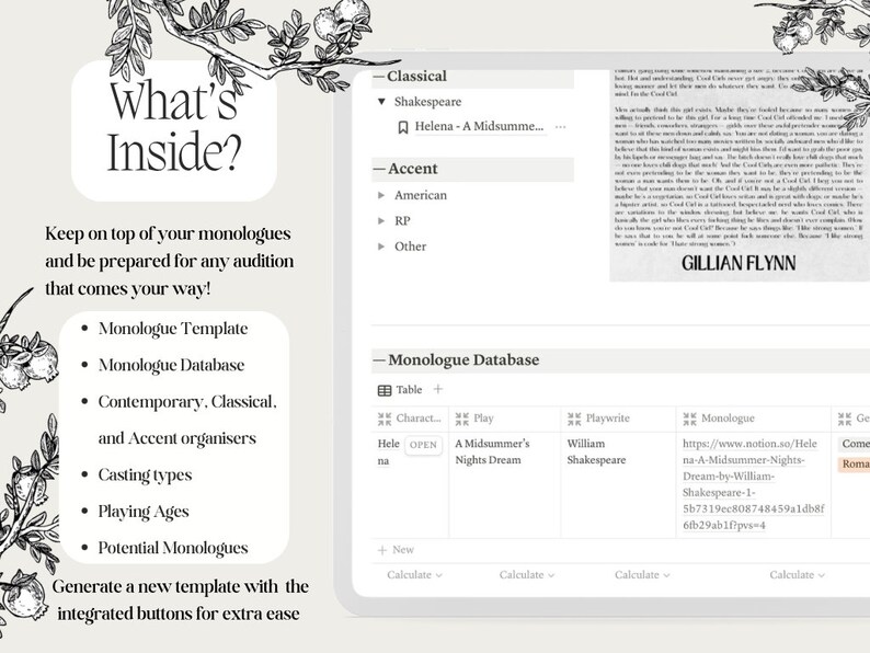 Monologues Notion Page | Notion Template for Actors and Performers ...