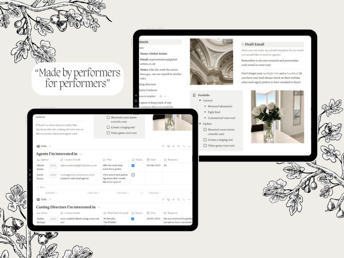 Agent and Casting Director Template | Notion Template for Actors and ...