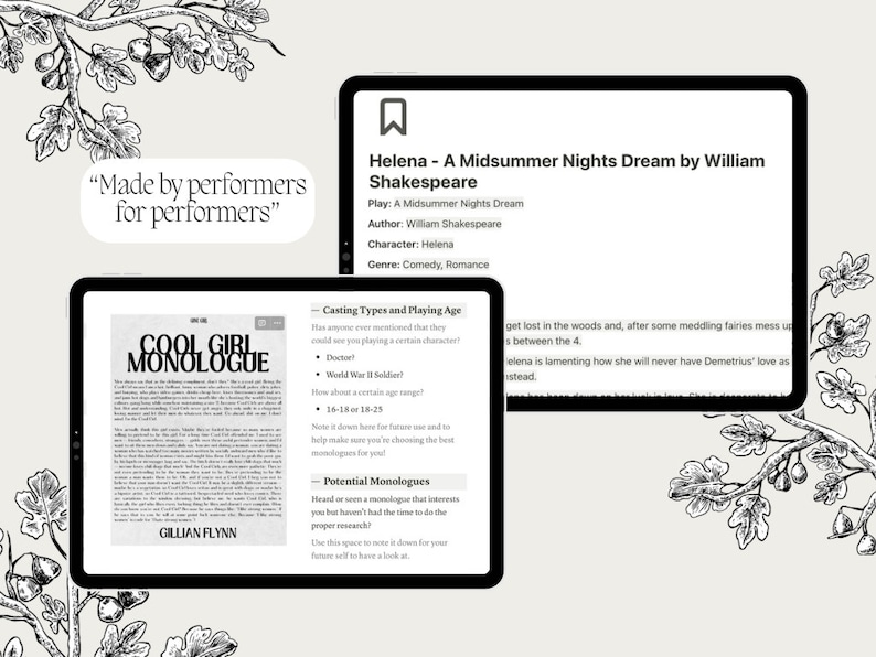 Monologues Notion Page | Notion Template for Actors and Performers ...