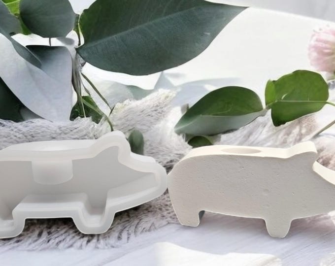 Stilvolle Silikonform Schwein Kerzenhalter Bild