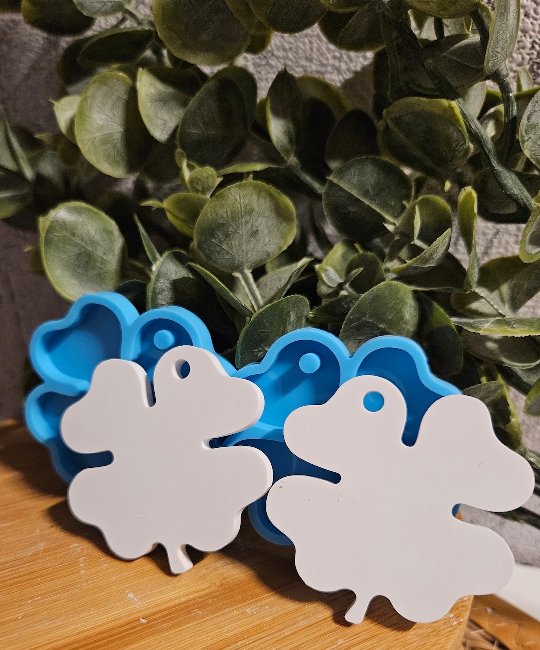 Silikonform, Gießform, Anhänger, Kleeblatt, Glück, Silvester ...