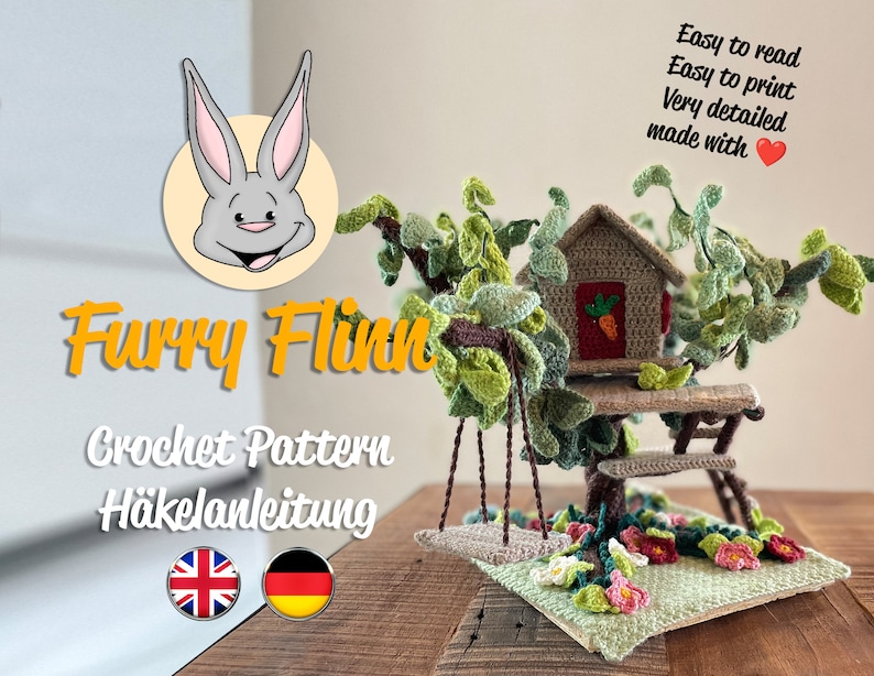 Furry Flinn Tree House Crochet Pattern English & Deutsch - Etsy