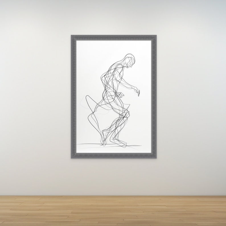 Dynamic Human Figure One Line Art Motion Abstract Drawing Instant ...