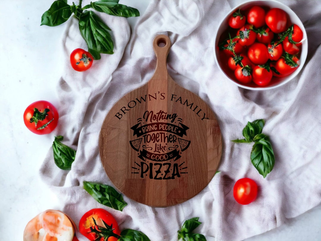 Personalised Pizza Board, Laser Engraved Wooden Custom Name Pizza ...