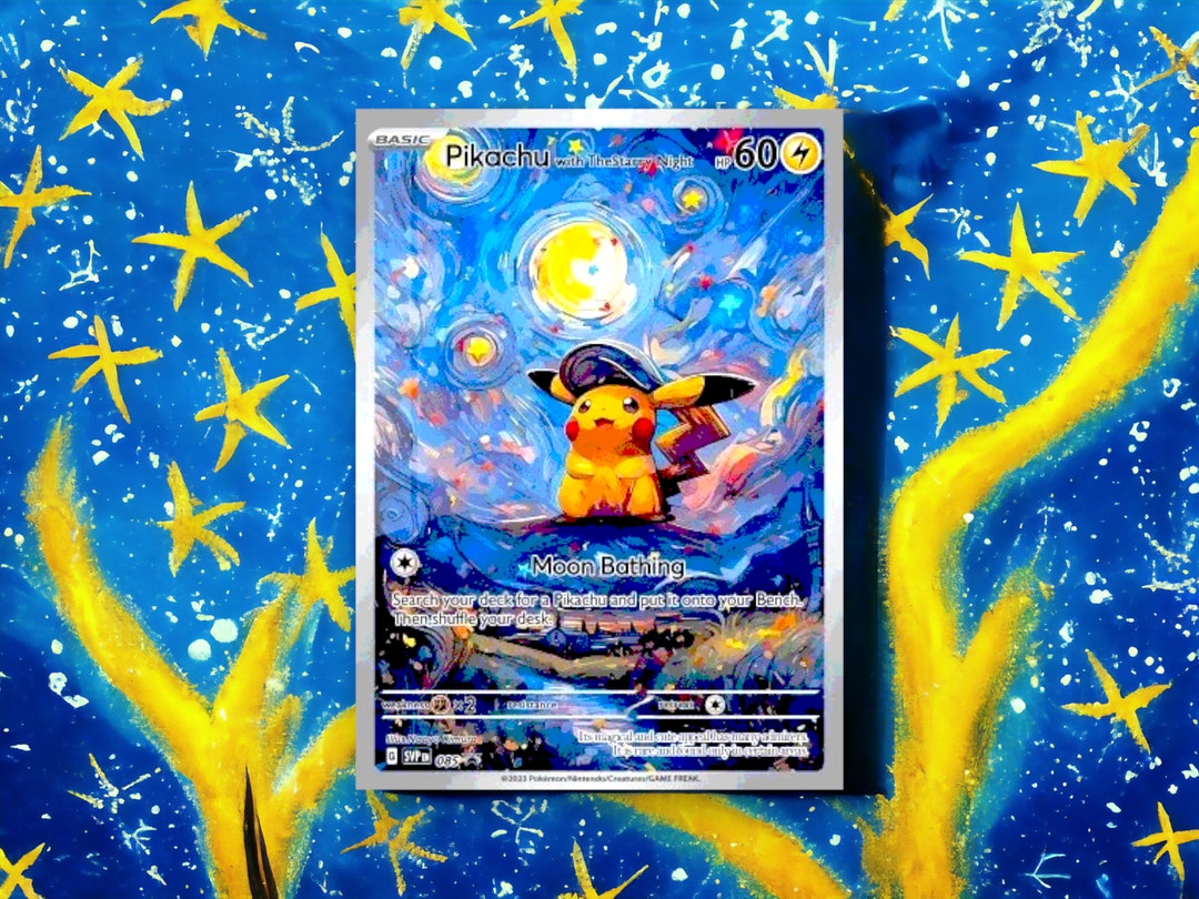 Pikachu Starry Night Custom Pokemon Card Handcrafted Artwork - Etsy