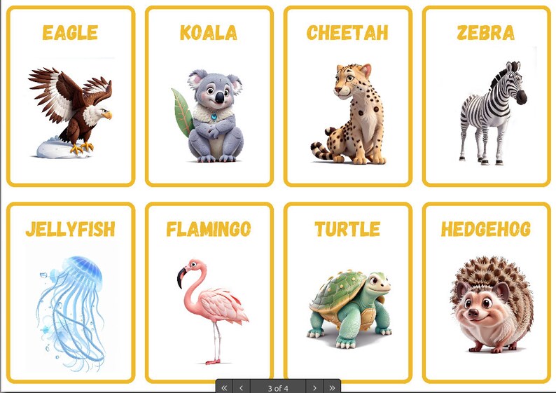 30 Digital Flashcards | Animals | English | Editable - Etsy