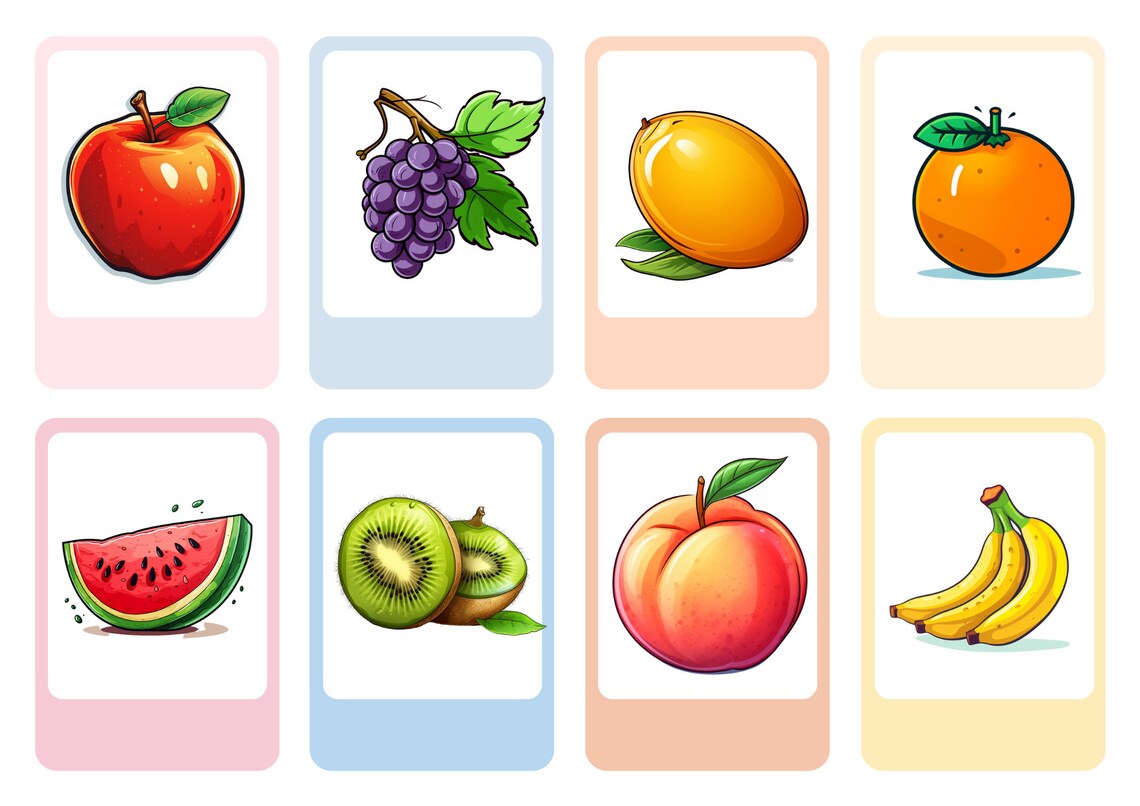 Fruits Flashcard FREE Fruit Coloring Book - Etsy