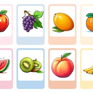Fruits Flashcard + FREE Fruit Coloring Book! - Etsy