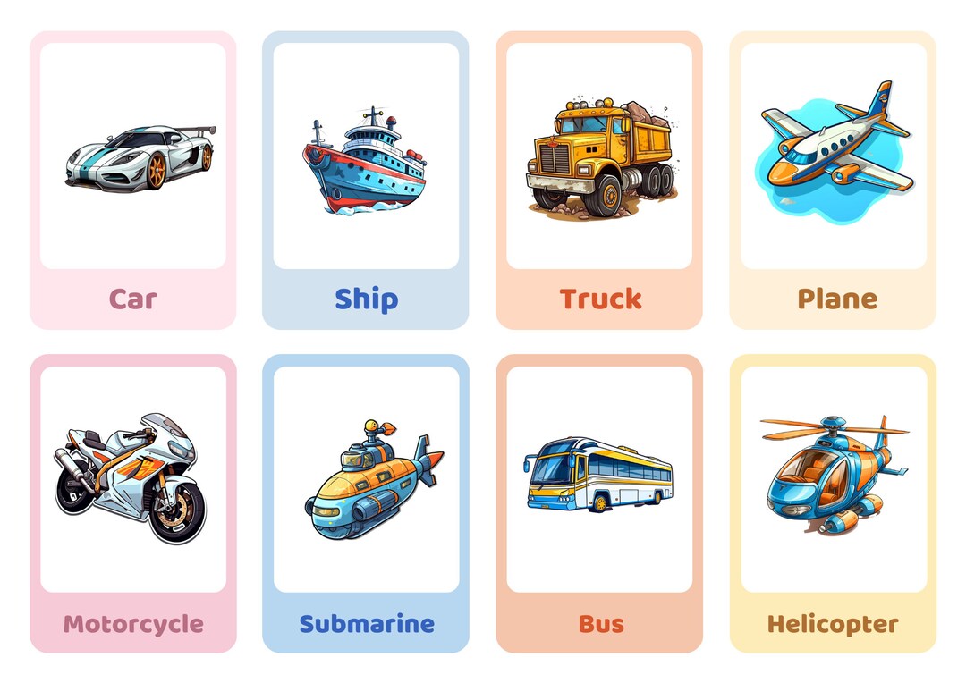 Vehicle Flashcard - Etsy