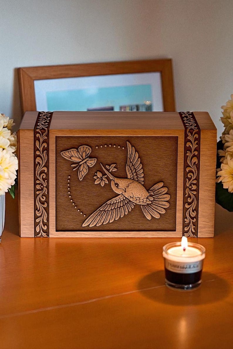Hummingbird & Butterfly Wooden Urn: Personalized Memorial Keepsake - Etsy