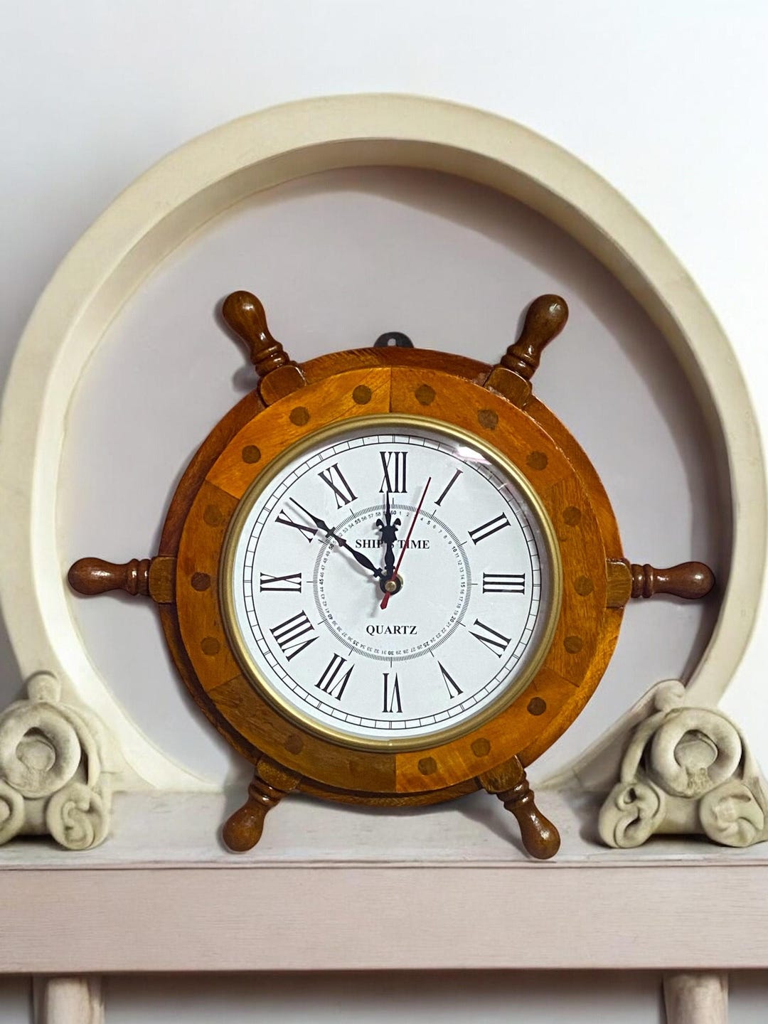 Nautical Wooden Ship Wheel Clock: Maritime Wall Decor - Etsy