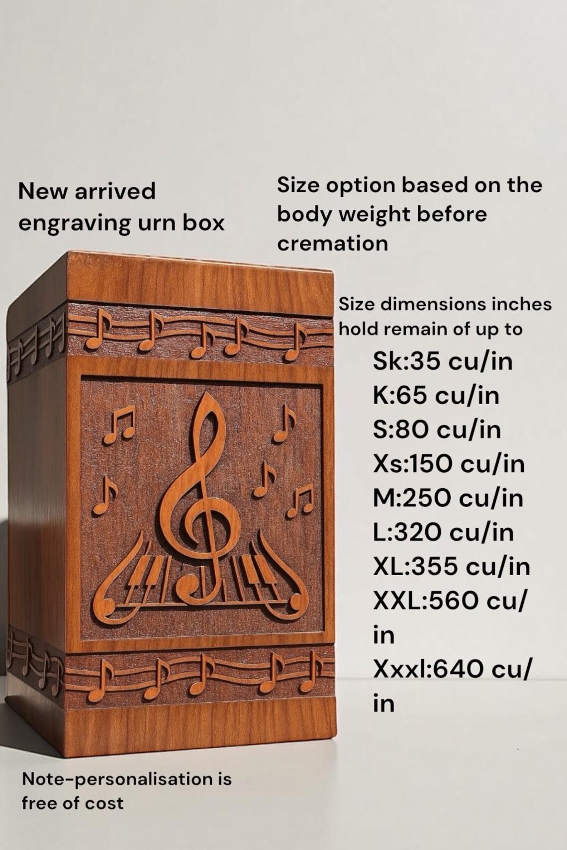 Personalized Handcrafted Wooden Urn With Music Notes & Piano Design ...