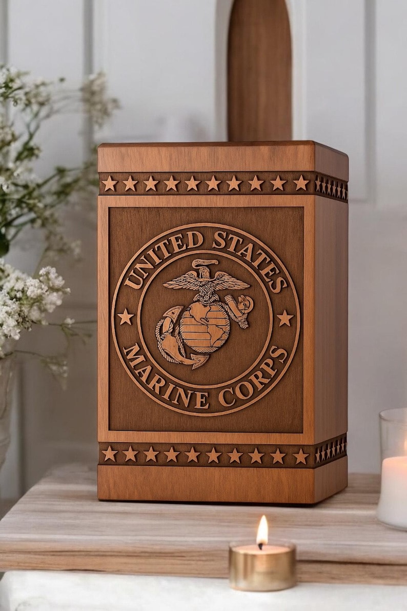 Handcrafted Rosewood US Marine Corps Urn: Veteran Memorial ...