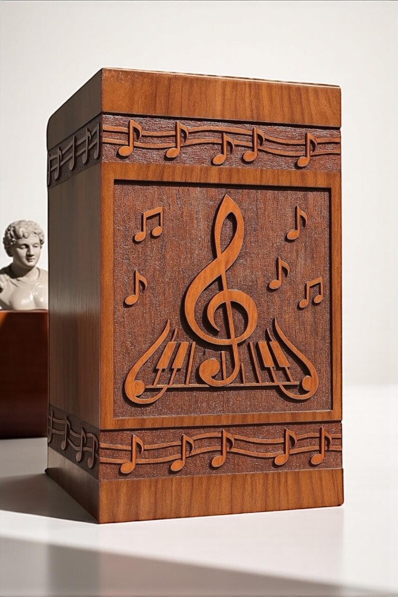 Personalized Handcrafted Wooden Urn With Music Notes & Piano Design ...