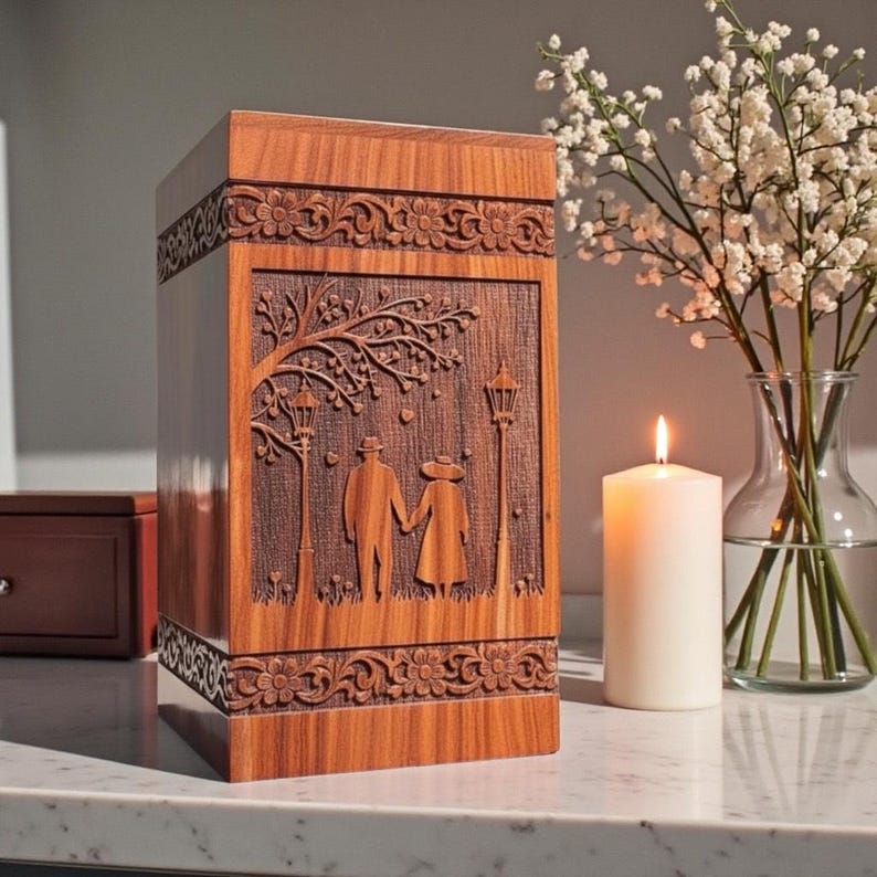 Handmade Wooden Urn for Human Ashes - Couple Design Cremation Urn - Etsy