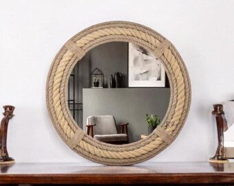 Live Edge Round Mirror, Handmade Wooden Mirror, Natural Wood Wall ...