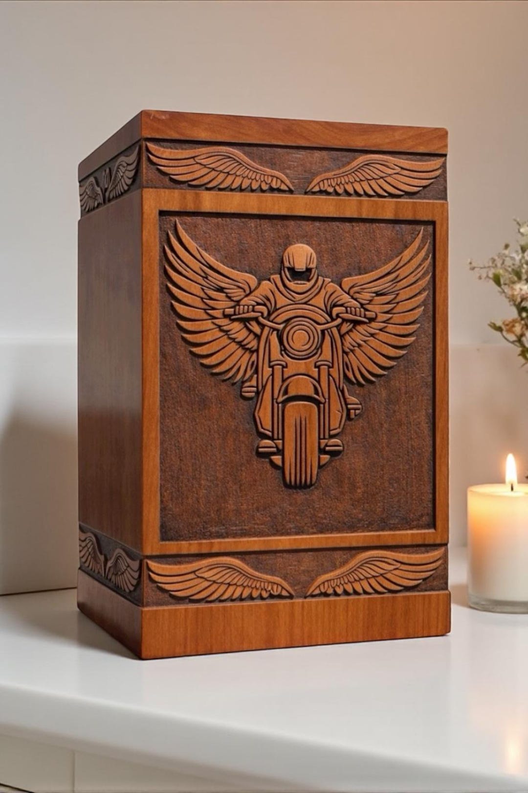 Handmade Wooden Motorcycle Urn: Custom Engraved Memorial Keepsake - Etsy