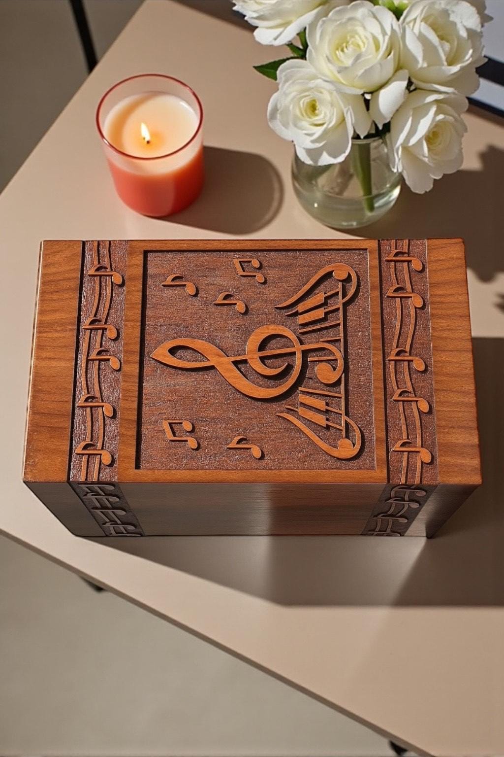Personalized Handcrafted Wooden Urn With Music Notes & Piano Design ...