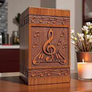 Personalized Handcrafted Wooden Urn With Music Notes & Piano Design ...