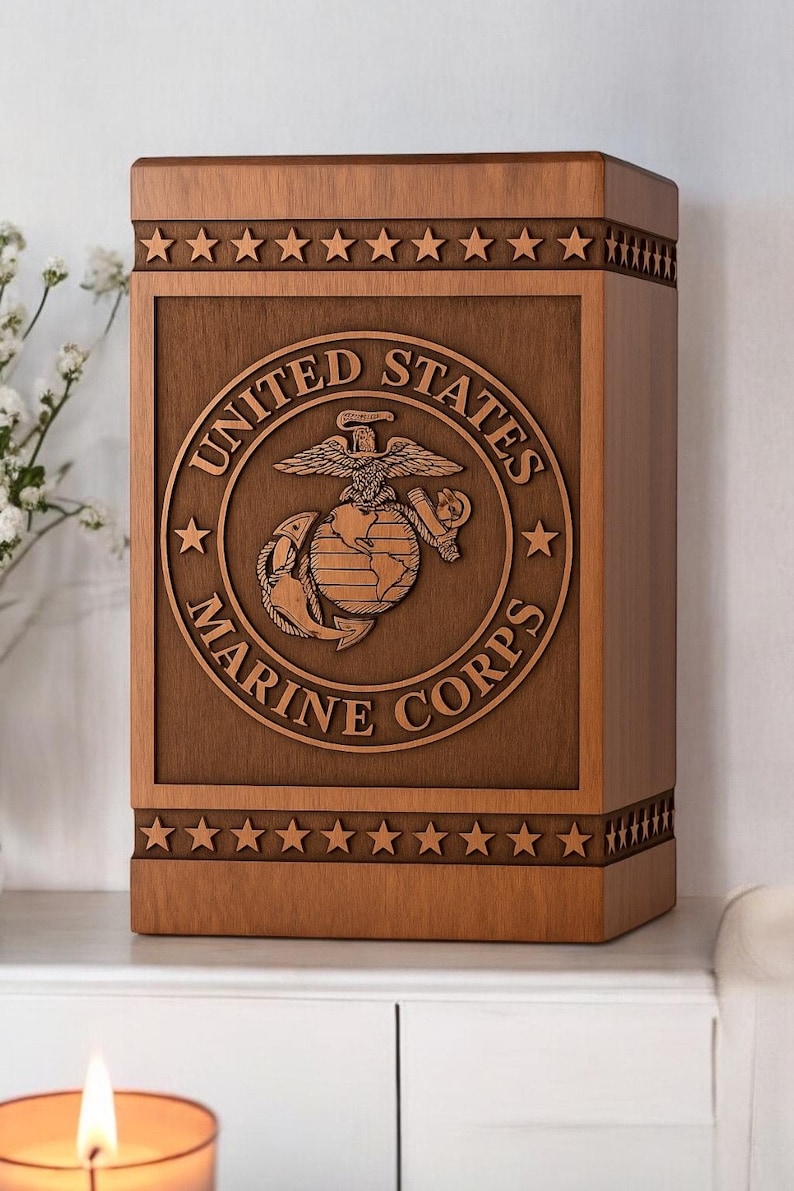 Handcrafted Rosewood US Marine Corps Urn: Veteran Memorial ...