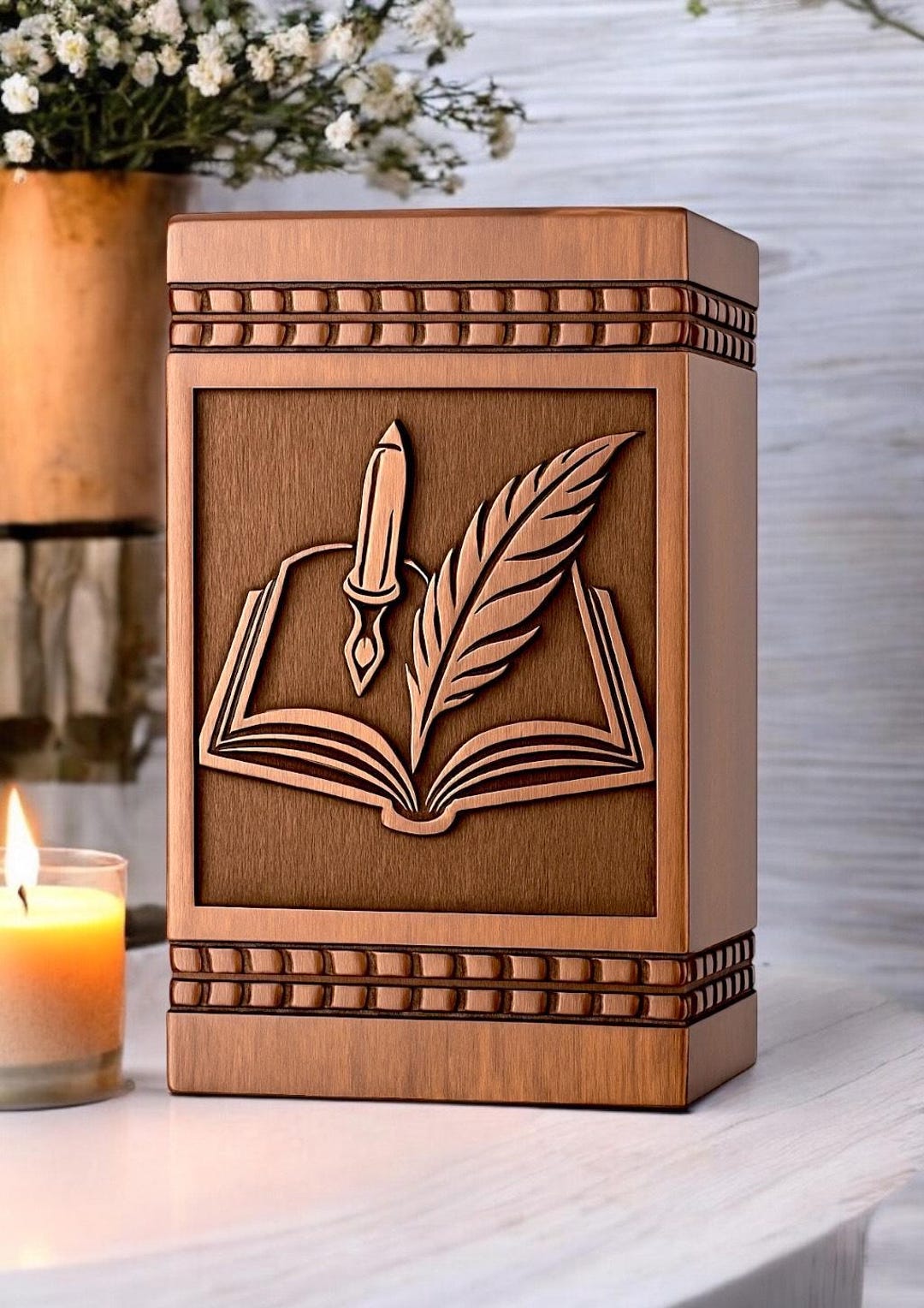 Handcrafted Rosewood Book Urn: Personalized Memorial Keepsake Box - Etsy