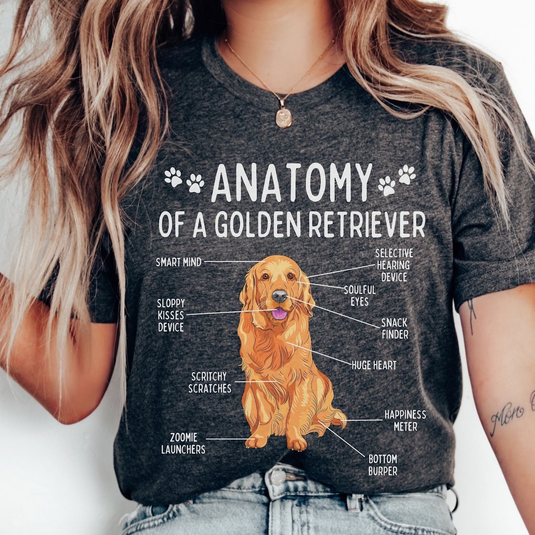 Golden Retriever Anatomy Tshirt, Gift for Dog Lover, Anatomy T-shirt for Retriever Owner, Dog ...