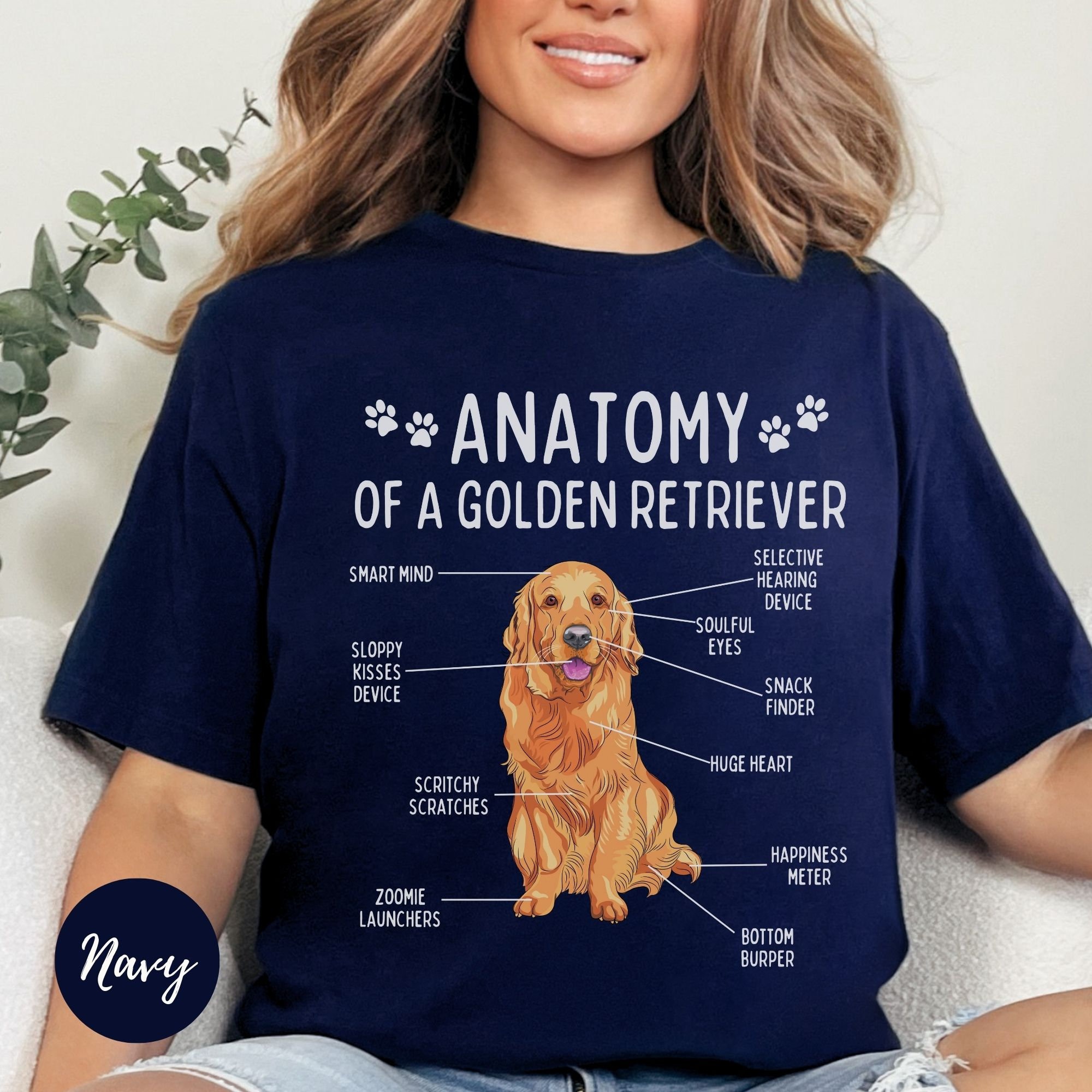 Golden Retriever Anatomy Tshirt, Gift for Dog Lover, Anatomy T-shirt for Retriever Owner, Dog ...
