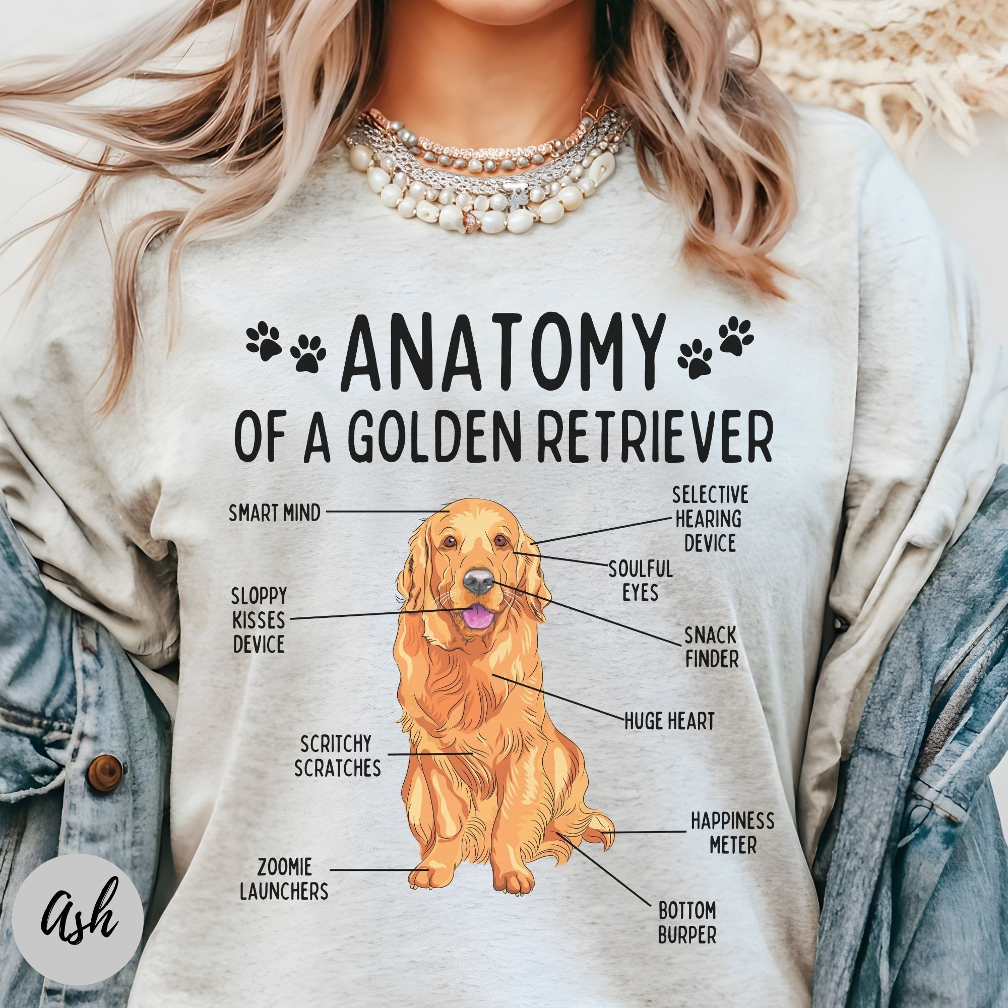 Golden Retriever Anatomy Tshirt, Gift for Dog Lover, Anatomy T-shirt for Retriever Owner, Dog ...