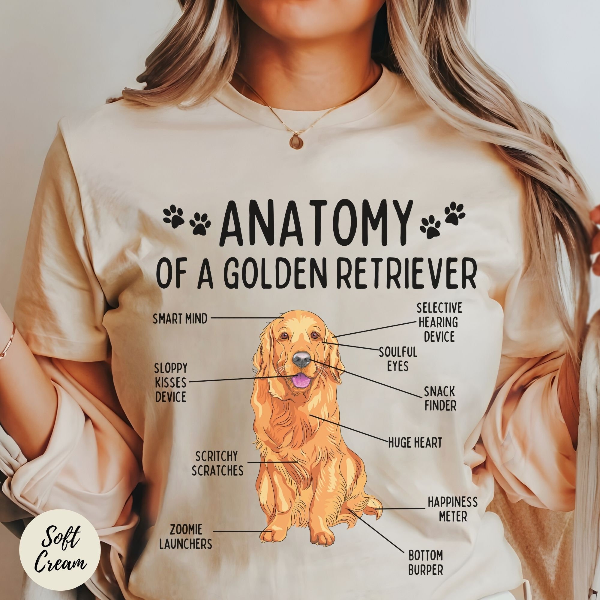 Golden Retriever Anatomy Tshirt, Gift for Dog Lover, Anatomy T-shirt for Retriever Owner, Dog ...