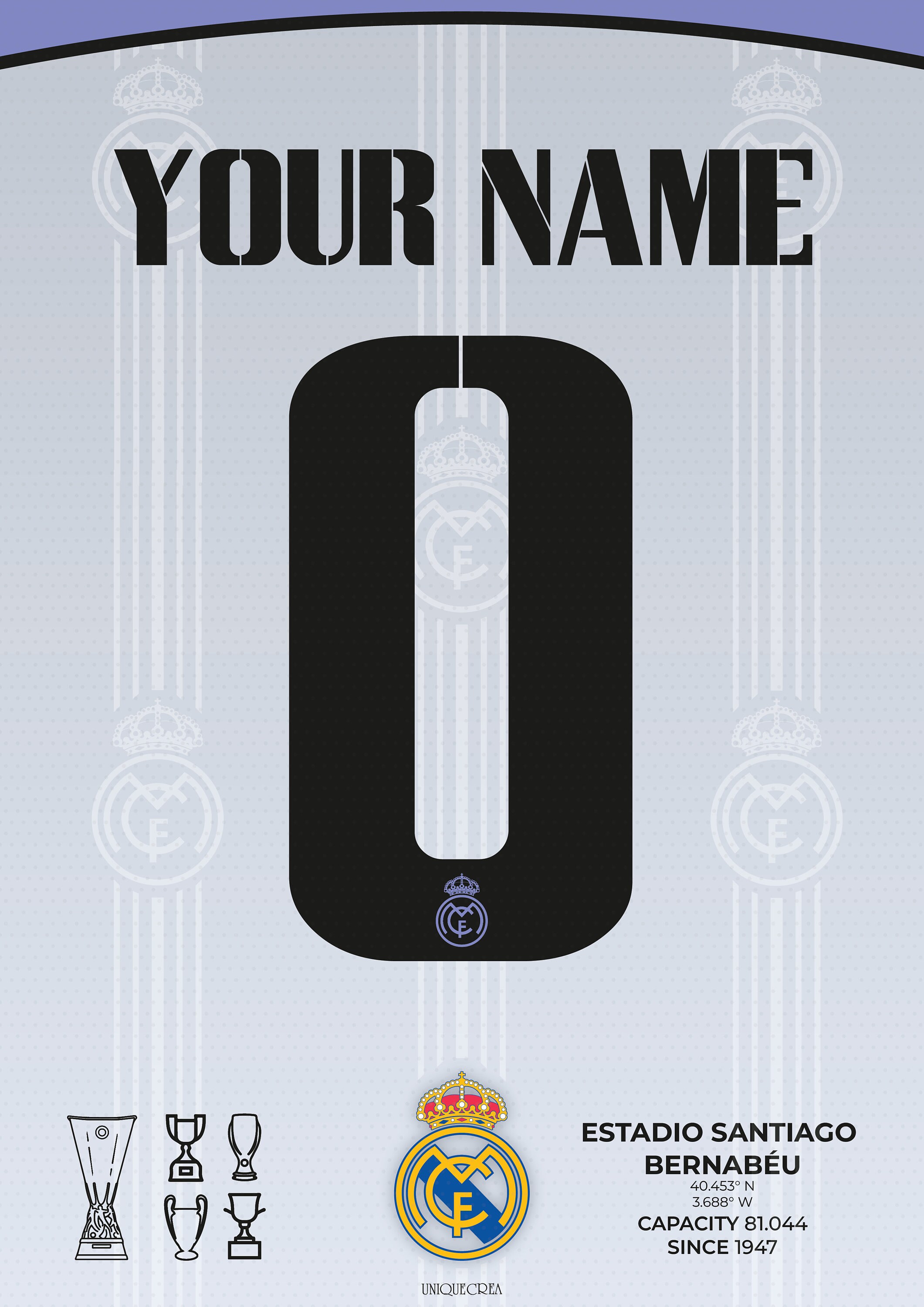 Customizable Real Madrid Football Jersey Frame | Digital Printable ...
