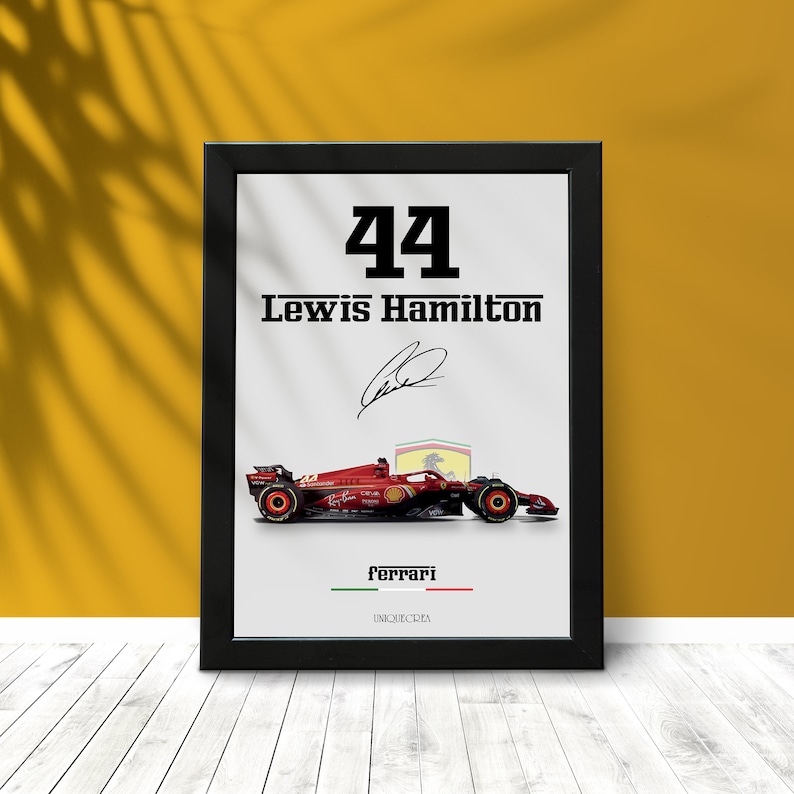 Lewis Hamilton Ferrari Formula 1 Poster Frame Digital Printable ...
