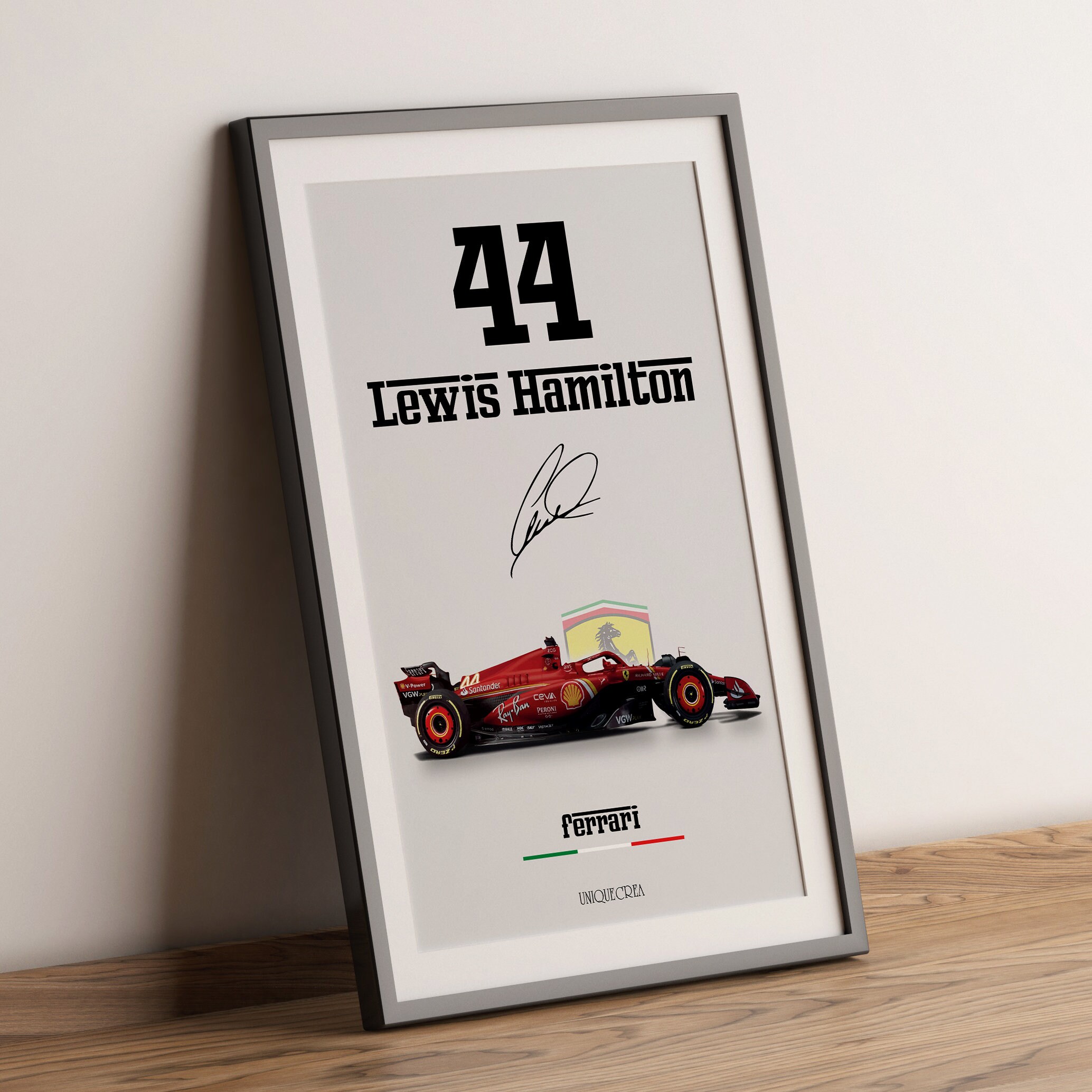 Lewis Hamilton Ferrari Formula 1 Poster Frame Digital Printable ...