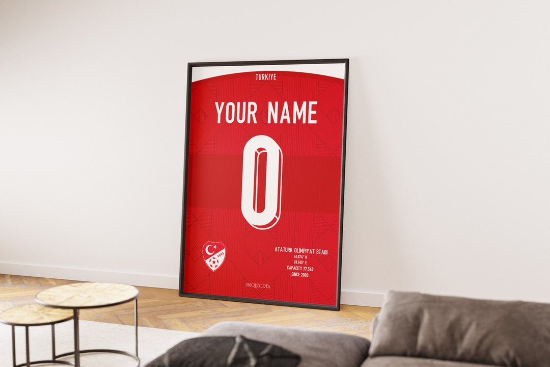 Customizable Turkiye Football Jersey Poster | Sports Wall Art (digital ...