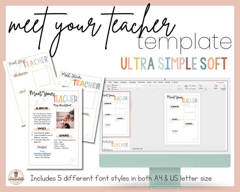 Meet Your Teacher Editable & Printable Templates - Ultra Simple Soft ...