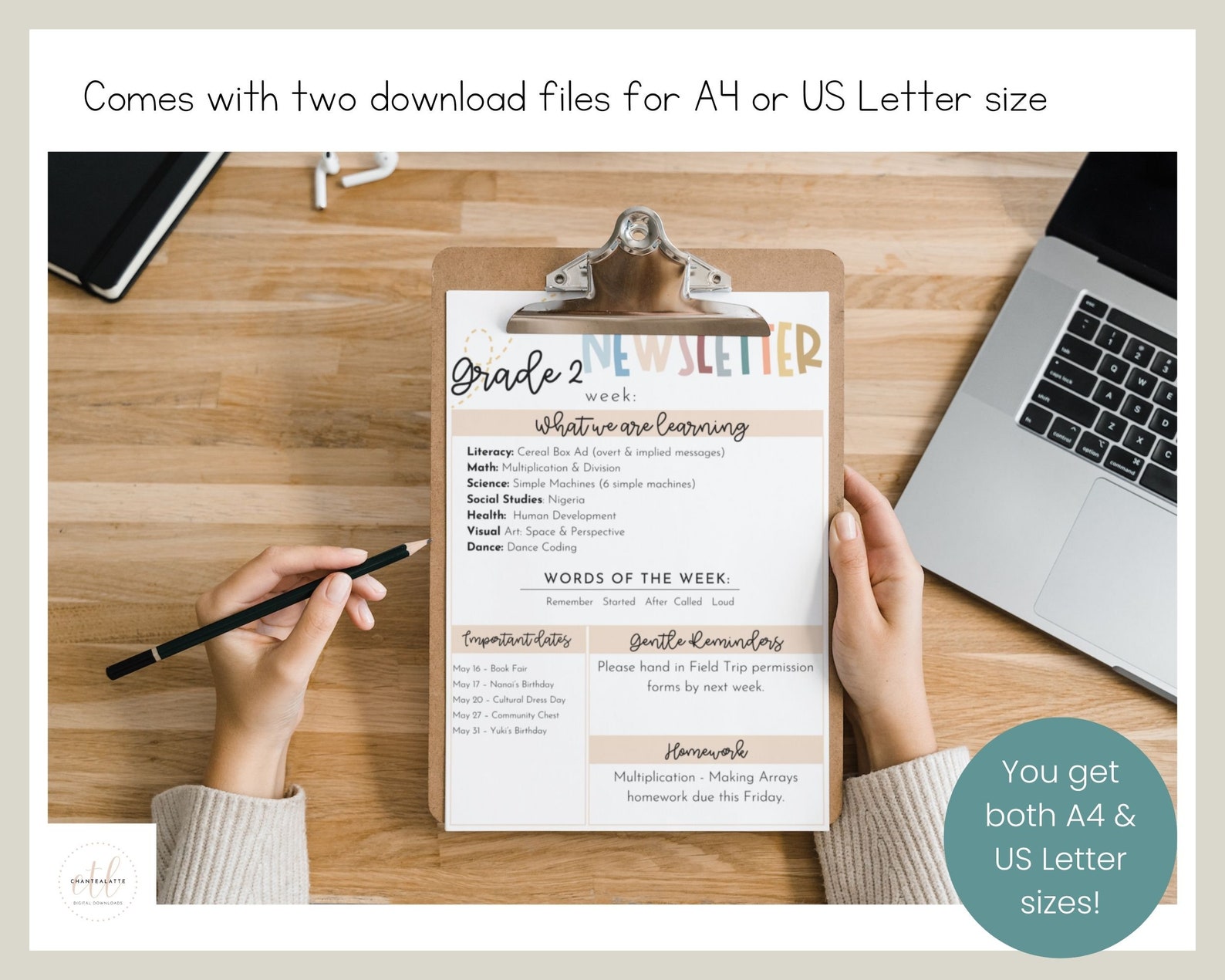 Class Newsletter Editable & Printable Templates - Ultra Simple Soft PPT ...