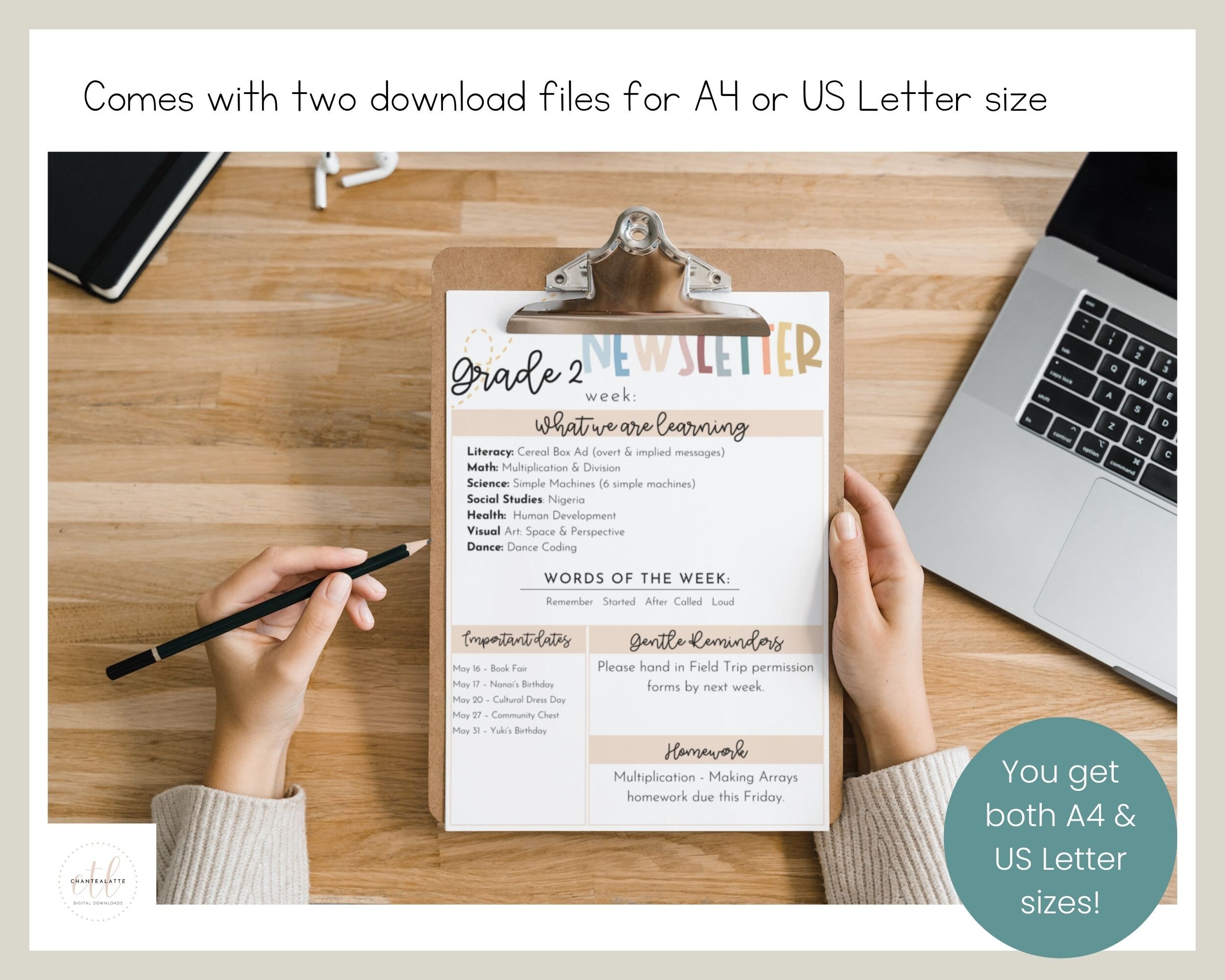 Class Newsletter Editable & Printable Templates - Ultra Simple Soft PPT ...