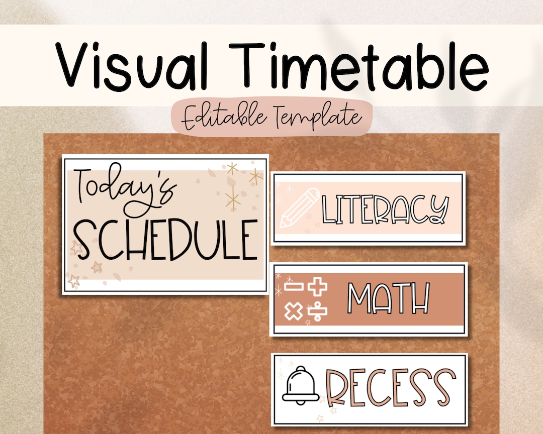Visual Timetable - Soft Boho Editable Printable Template - Etsy