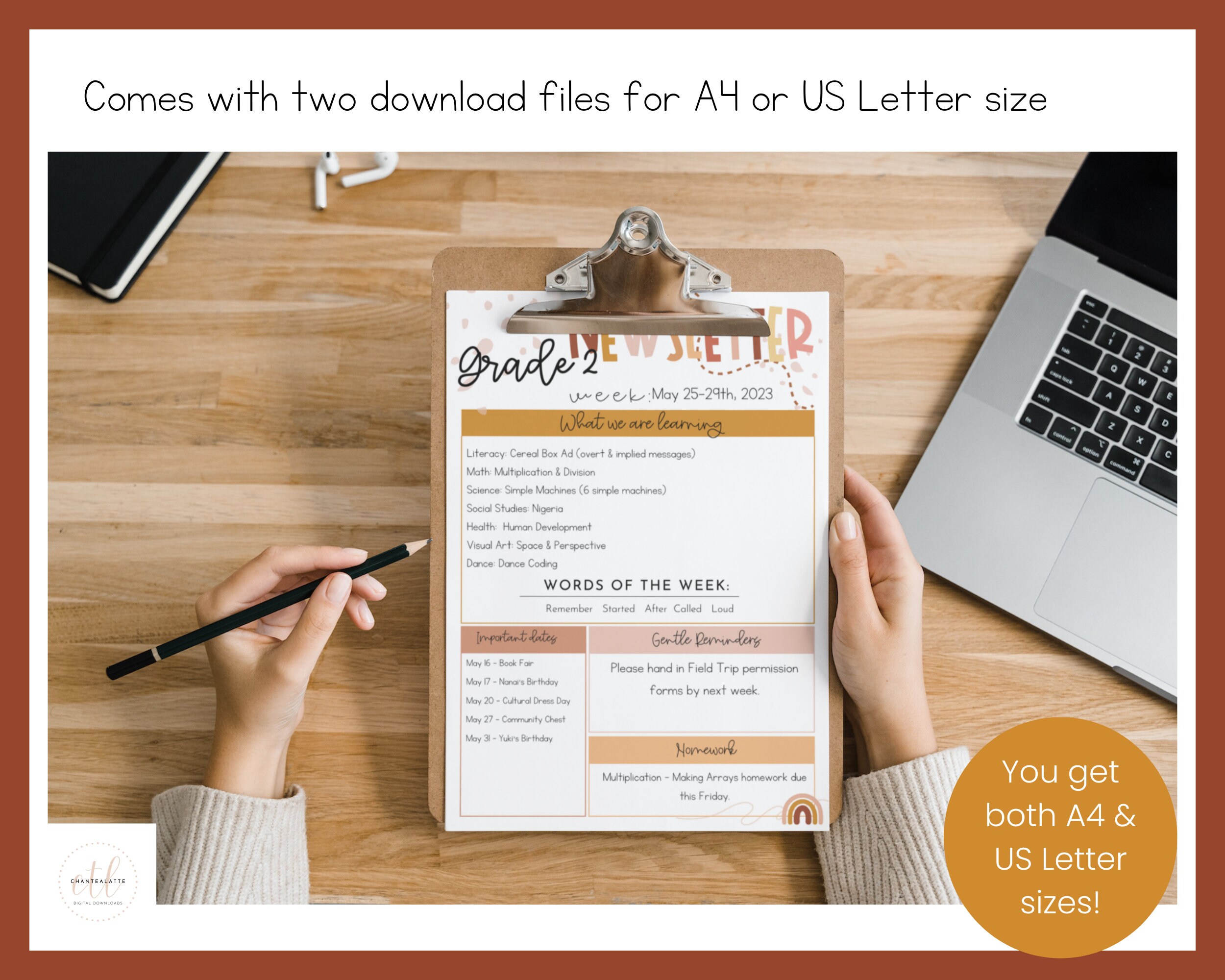 Class Newsletter Modern Boho Digital Download Template - Etsy