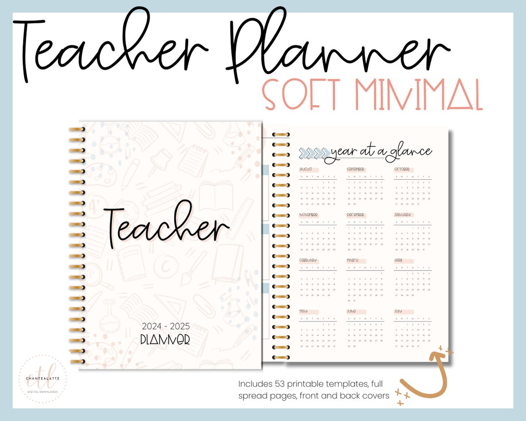 2024-2025 Soft Minimalist Monthly-weekly Teacher Planner - Etsy