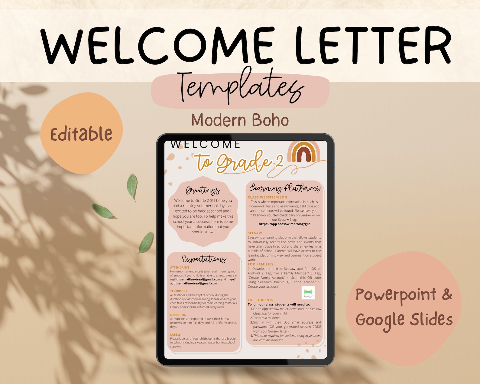 Class Welcome Letter Editable Template - Modern Boho - Etsy