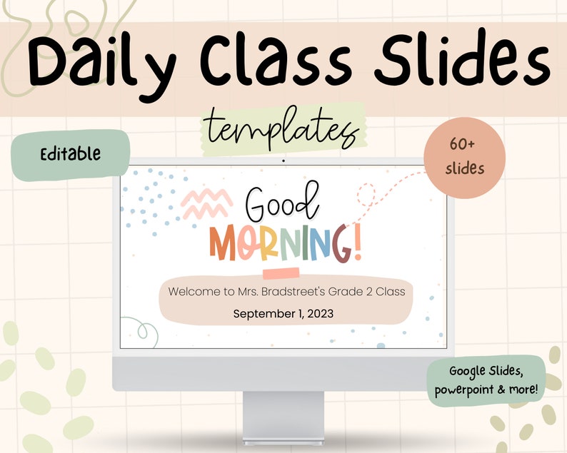 Ultra Simple Soft Daily Classroom Slides - Editable Templates - Etsy