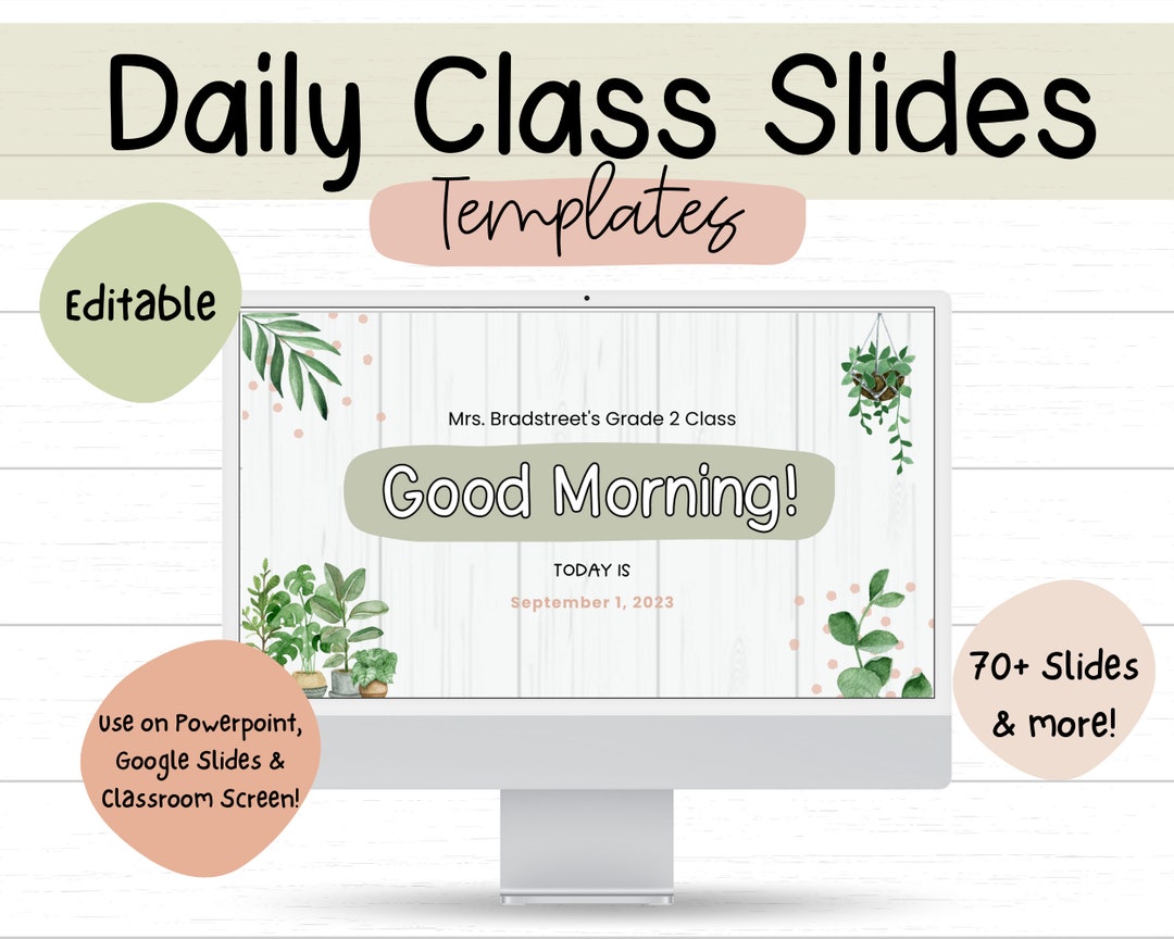 Simple Boho Plant Daily Class Slides - Editable Templates - Etsy