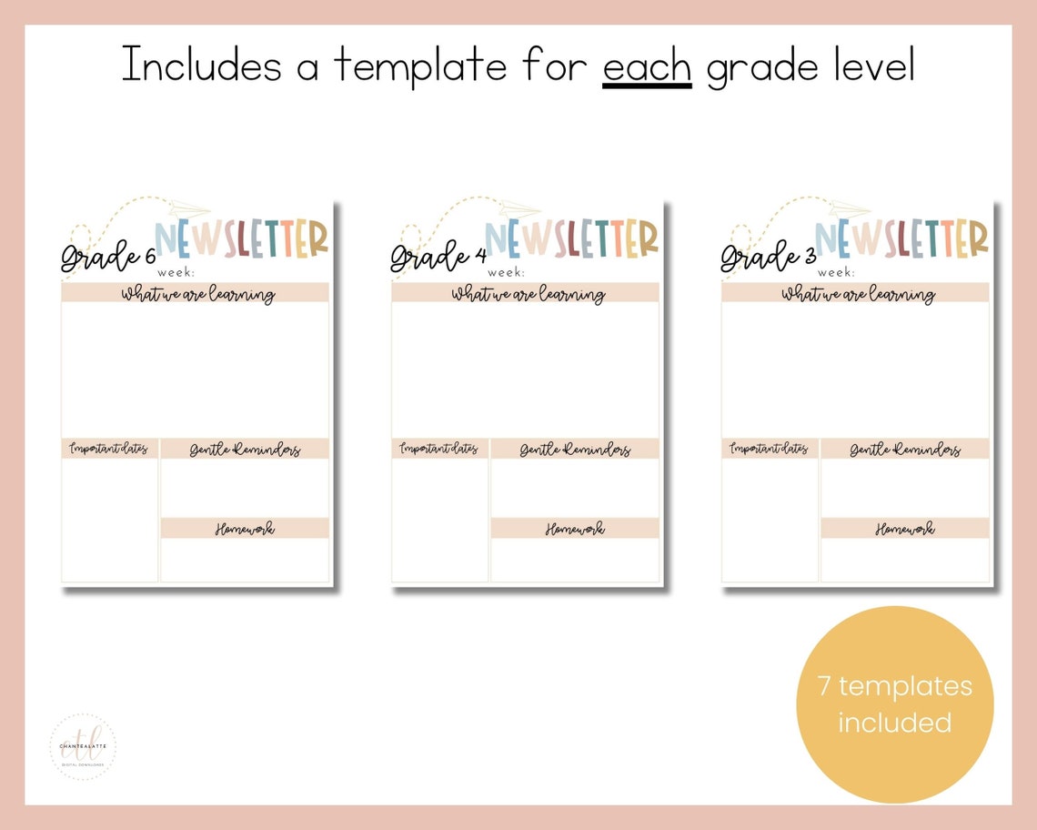 Class Newsletter Editable & Printable Templates - Ultra Simple Soft PPT ...