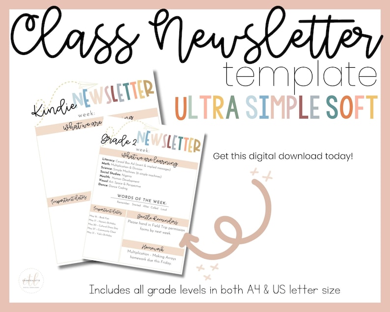 Class Newsletter Editable & Printable Templates - Ultra Simple Soft PPT ...