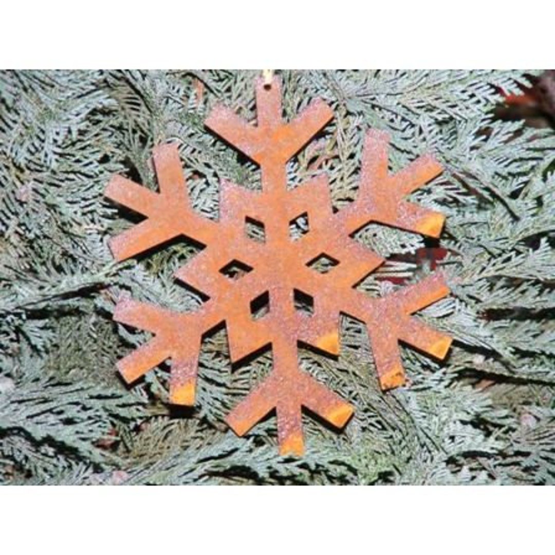 Rust Christmas Decoration Snowflake Square Patina Hanging Decoration - Etsy