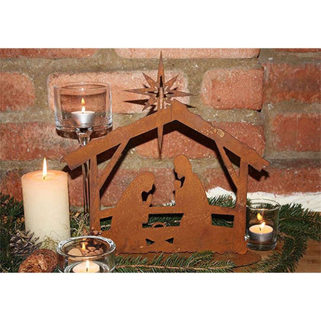 Rust Christmas Decoration Nativity Metal Nativity Scene With - Etsy