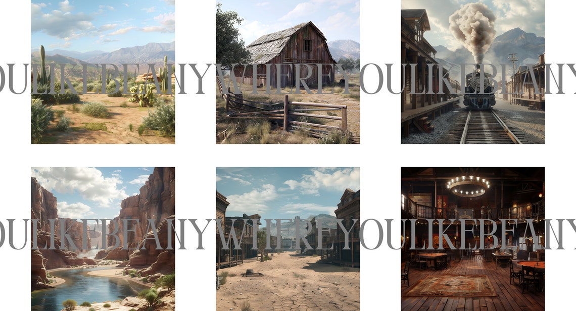 20 'western Movie' Backdrops | 1:1 Ratio | Photoshop Overlays | Digital ...
